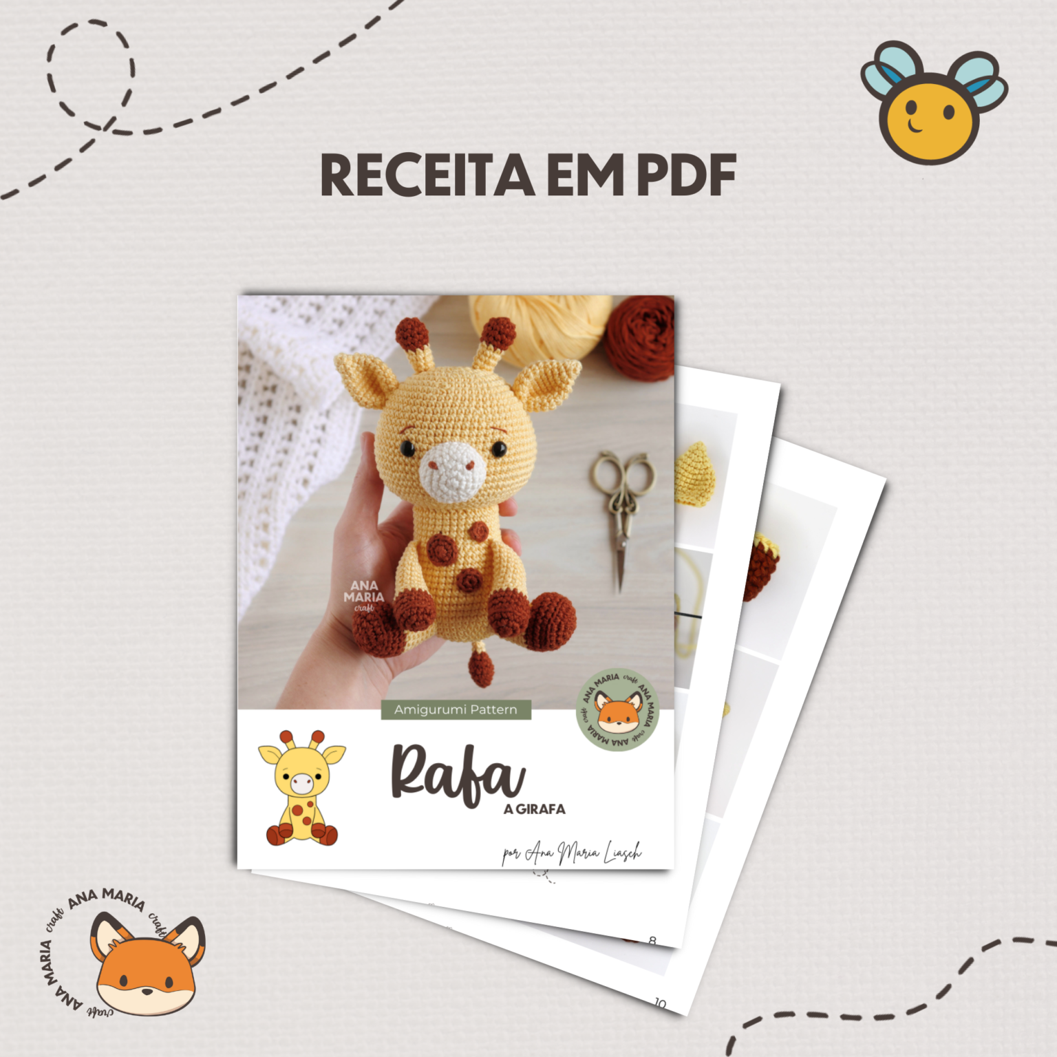 Rafa, a Girafa – Receita de Amigurumi em PDF – Ana Maria Craft