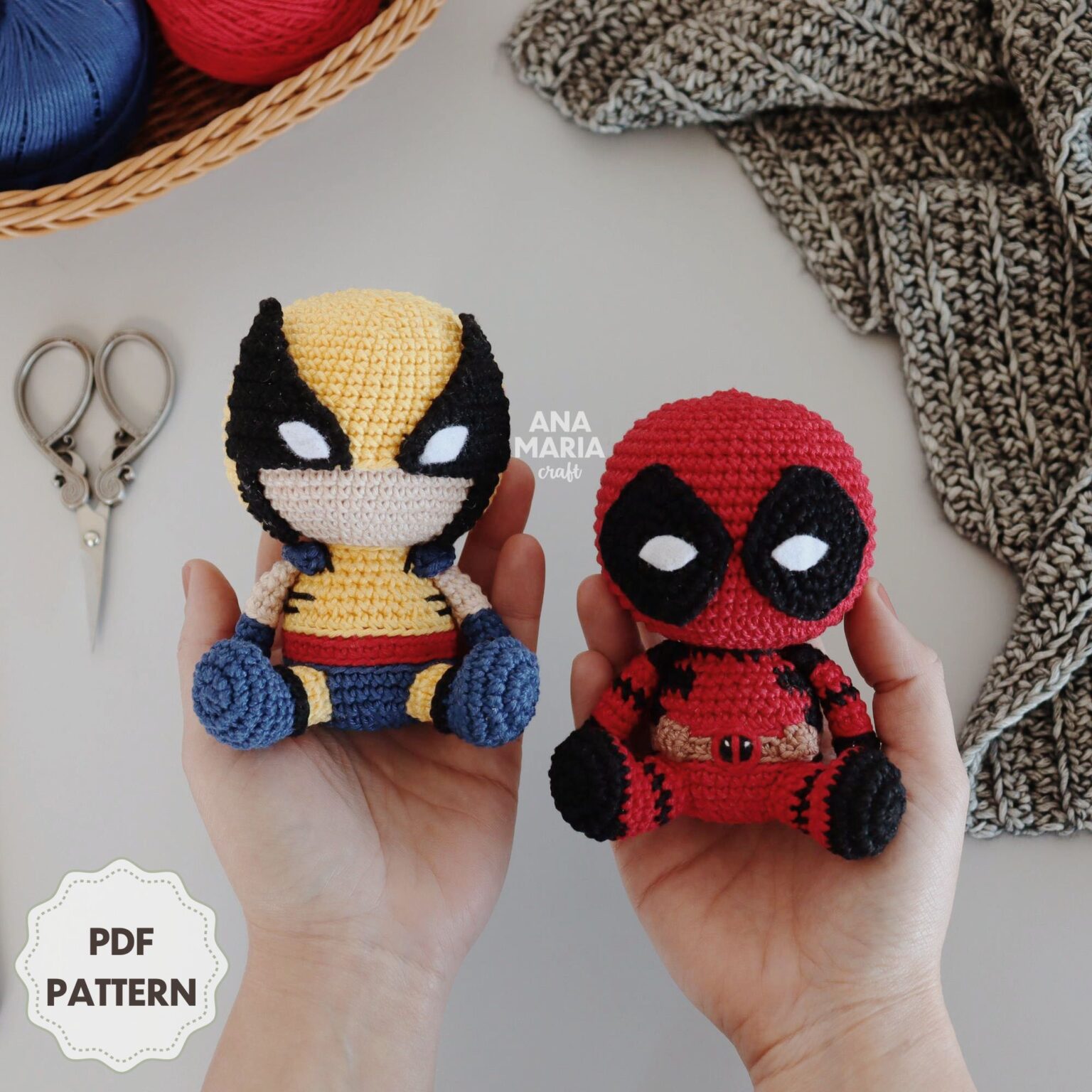 COMBO: Deadpool & Wolverine – Receita de Amigurumi em PDF – Ana Maria Craft